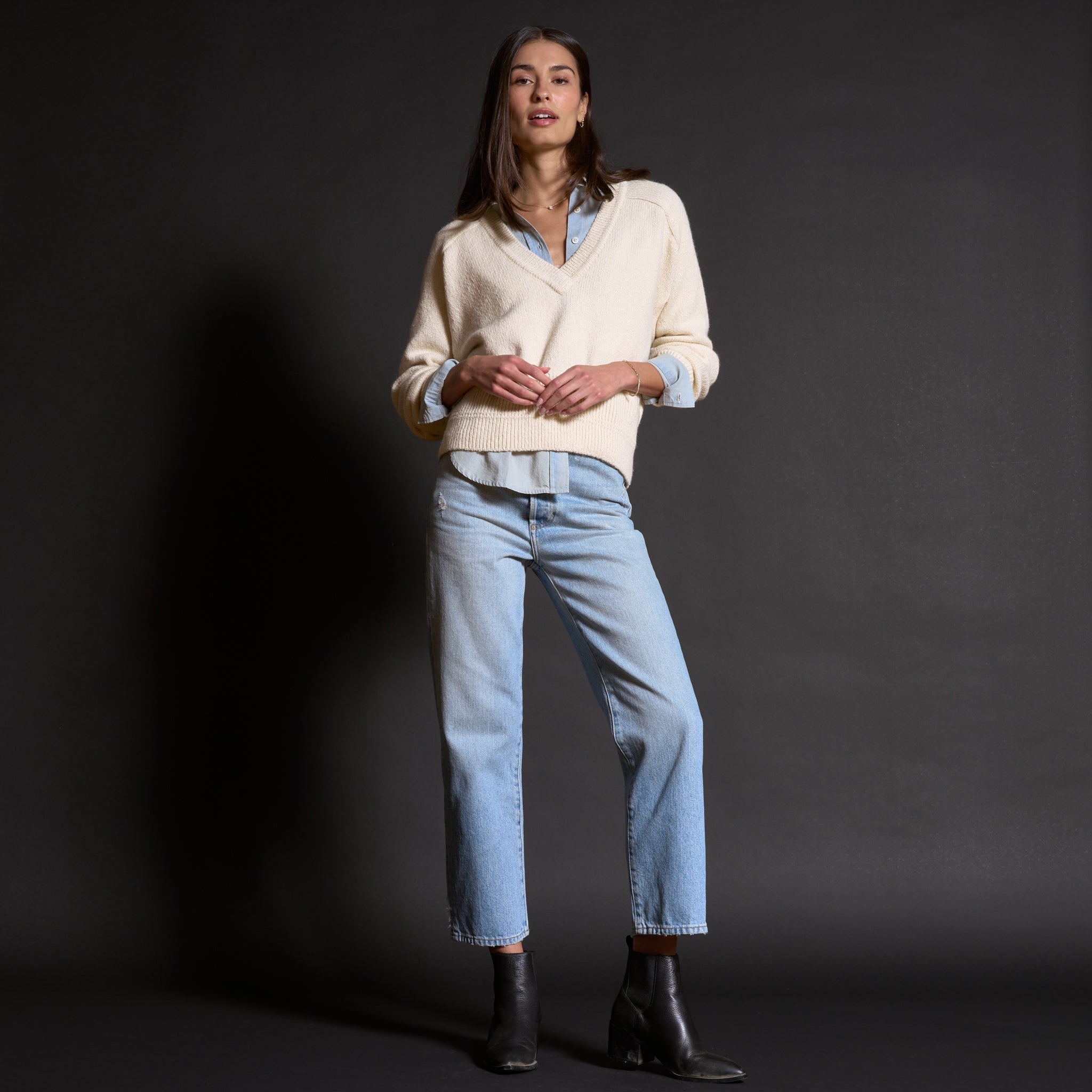 Eden Deep V Neck Sweater – Rowan