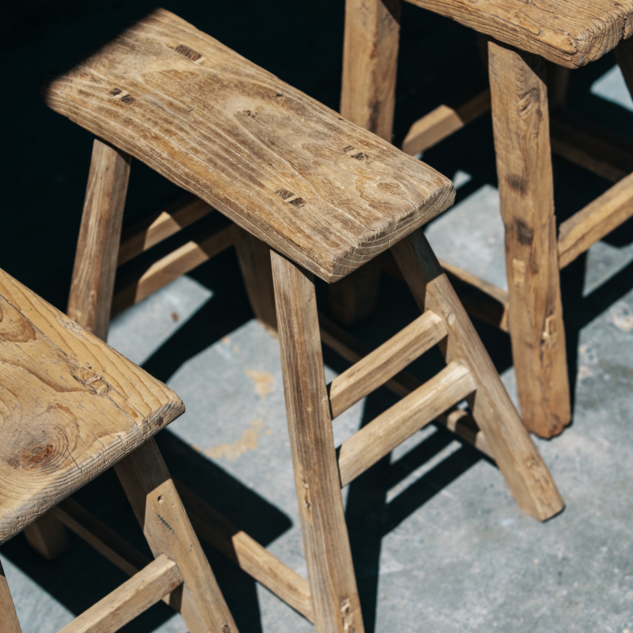 Vintage Elm Rectangular Stool – Rowan