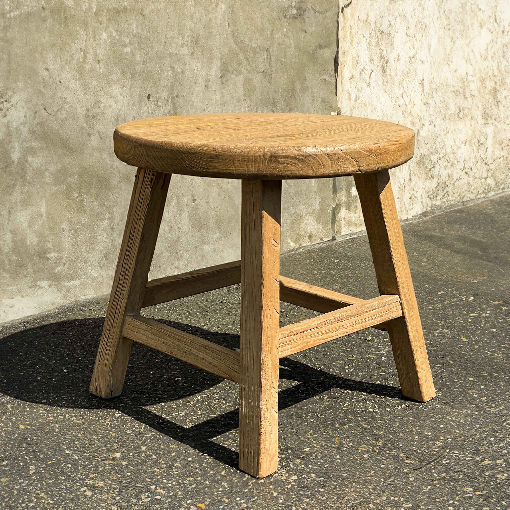 Rustic Elm Wood Round Stool – Rowan