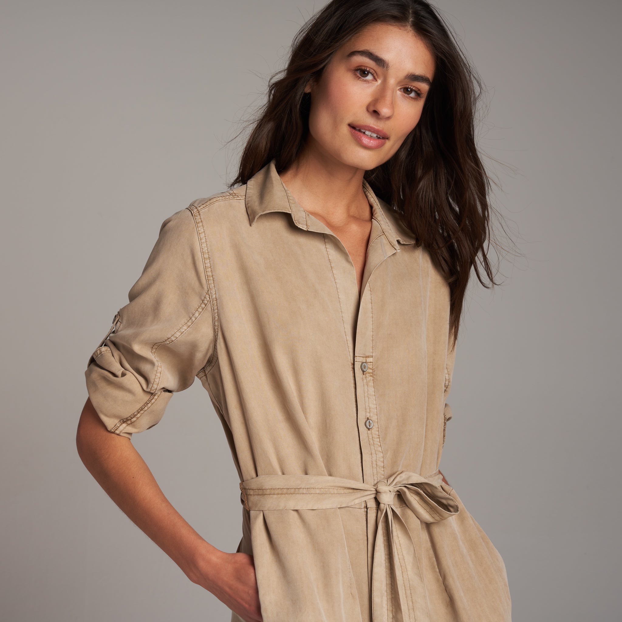 Bitcot Anna Shirt Dress in Stone – Rowan